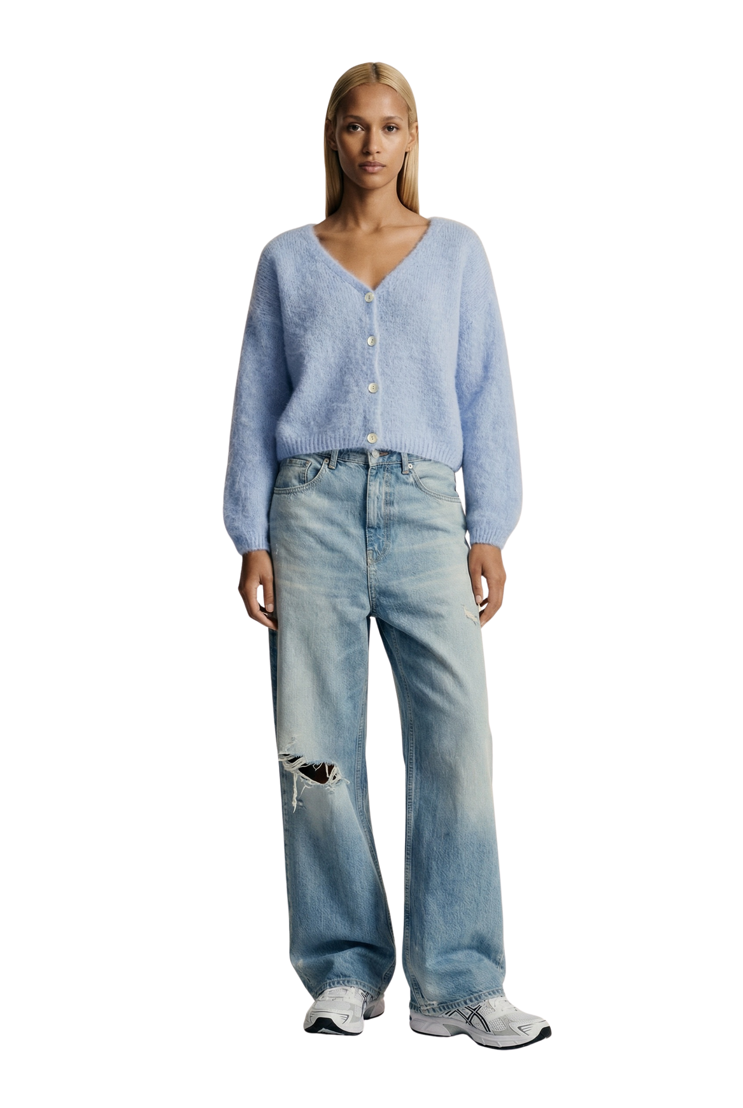Cornelia Cropped Cardigan Light Blue | Americandreams